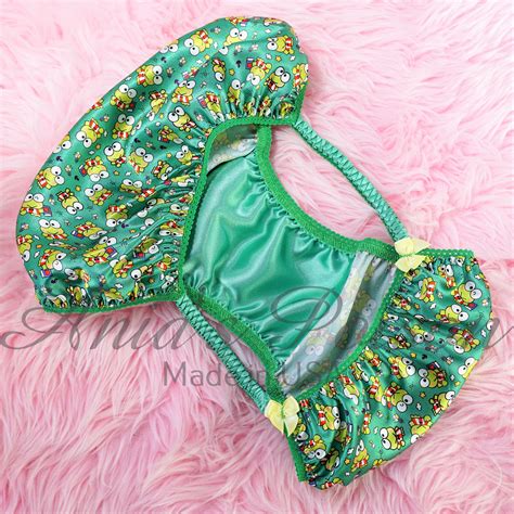 Sissy Mens Satin Green Frog Shiny Silky Wet Look Panties Sissy Panties