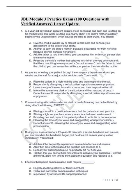 JBL Module 3 Practice Exam 100 Questions With Verified Answers Latest Update PALS Stuvia US