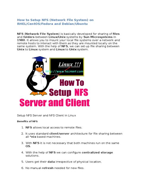 Configuring Nfs File Sharing Between Linux Systems A Step By Step