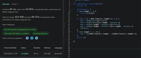 “matrix Diagonal Sum” Leetcode Challenge By Gage Thornberry Dev Genius