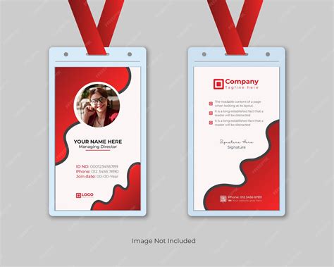 크리에이티브 Id 카드 템플릿 또는 사무실 직원 Id 카드 디자인 템플릿 프리미엄 벡터