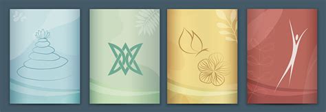 편집 가능한 세트 템플릿 포스터 배너 스파 아름다움 전체론적 로고 또는 기호 기호가 있는 복지 초대 또는 프레젠테이션 회사 레이아웃 브로셔 전단지 또는 전단지 복사 공간 0