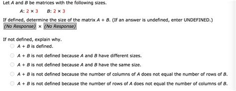 Solved Let A And B Be Matrices With The Following Sizes A Chegg Com