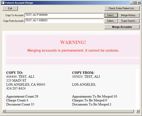 patient account merge