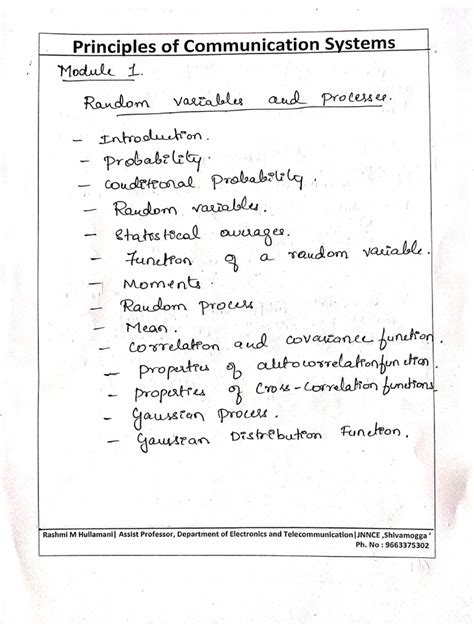 Module 1 Random Variables And Processess Pdf