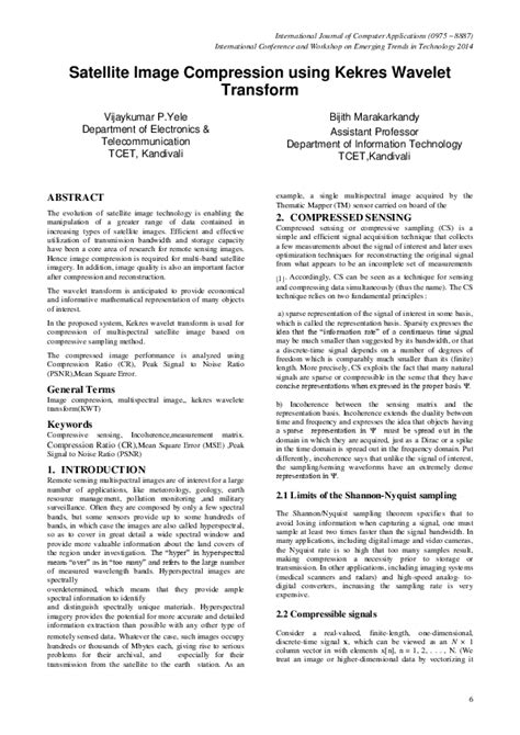 Pdf Satellite Image Compression Using Kekre Wavelet Transform