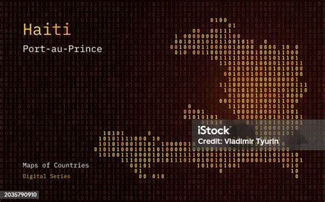 Haiti Map Shown In Binary Code Pattern Matrix Numbers Zero One向量圖形及更多1號