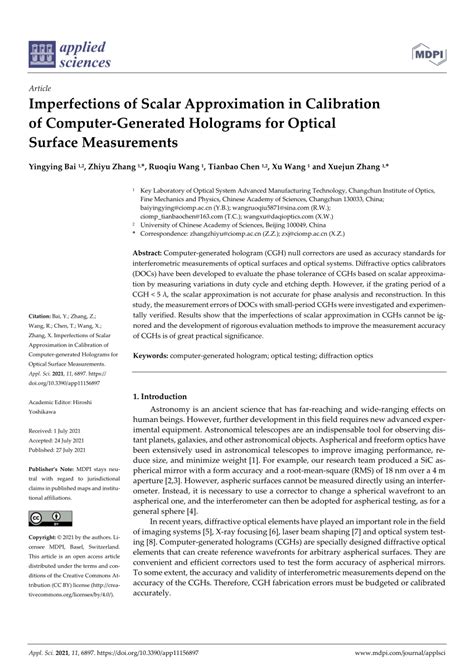 Pdf Imperfections Of Scalar Approximation In Calibration Of Computer Generated Holograms For