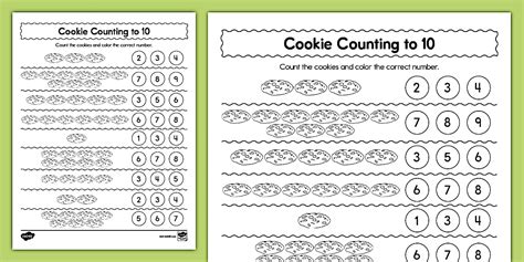 Cookie Counting To 10 Worksheet Teacher Made Twinkl