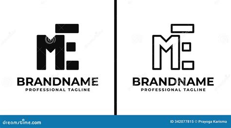 Letters Me Or Em Monogram Logo Set For Business With Em Or Me Initials Stock Illustration
