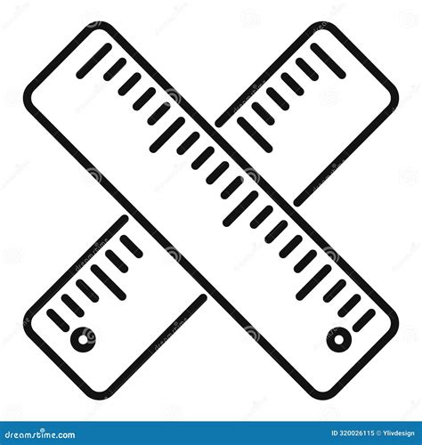 Black And White Crossed Rulers Icon Cartoon Vector 320026115