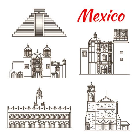 Monumento De Viaje Del Antiguo Icono Lineal De México 2025