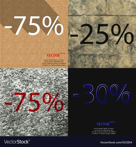 25 75 30 Icon Set Of Percent Discount On Abstract Vector Image