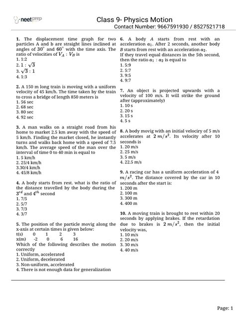 Class 9 Physics Motion Pdf