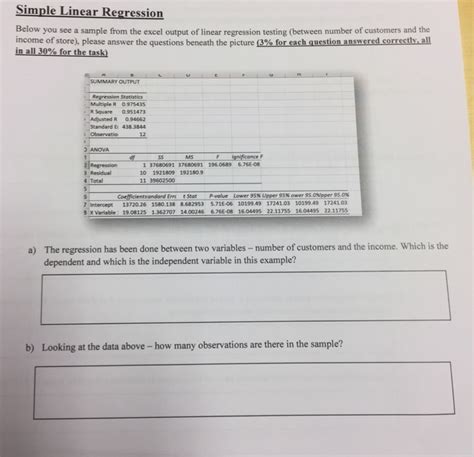Solved Simple Linear Regression Below You See A Sample From