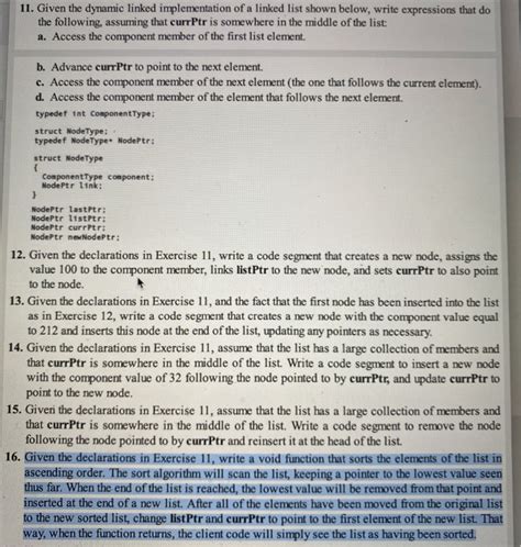 Solved 11 Given The Dynamic Linked Implementation Of A