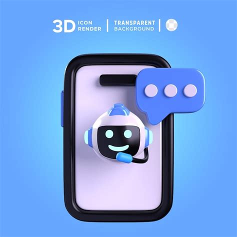 Premium Psd Psd Mobile Chat Bot 3d Illustrartion