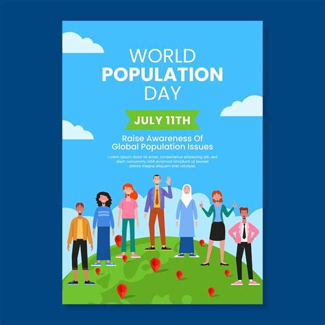 Free Vector Vertical Poster Template For World Population Day Awareness