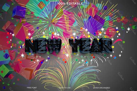 New Year Text Style Effect Free Photoshop Psd File