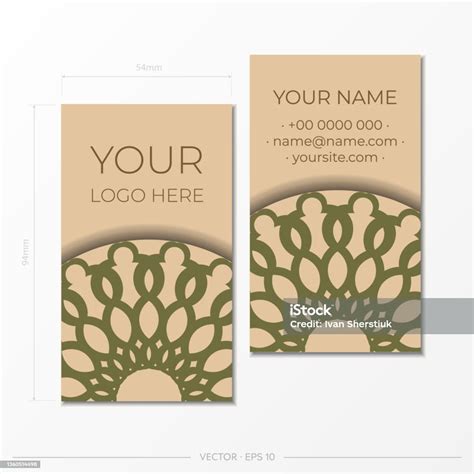 고급스러운 장식품이 있는 베이지 색의 명함 텍스트 및 추상 적 패턴을위한 공간이있는 인쇄 준비 명함 디자인 0명에 대한 스톡 벡터 아트 및 기타 이미지 Istock