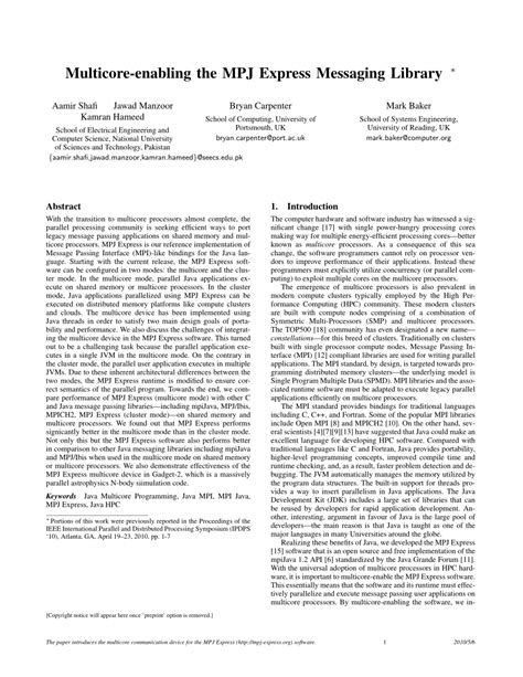 pdf multicore enabling the mpj express messaging library