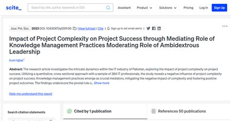 Impact Of Project Complexity On Project Success Through Mediating Role Of Knowledge Management