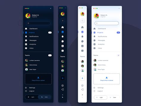 Sidebar Navigation Light And Dark Mood By Asadullah Tuhin On Dribbble