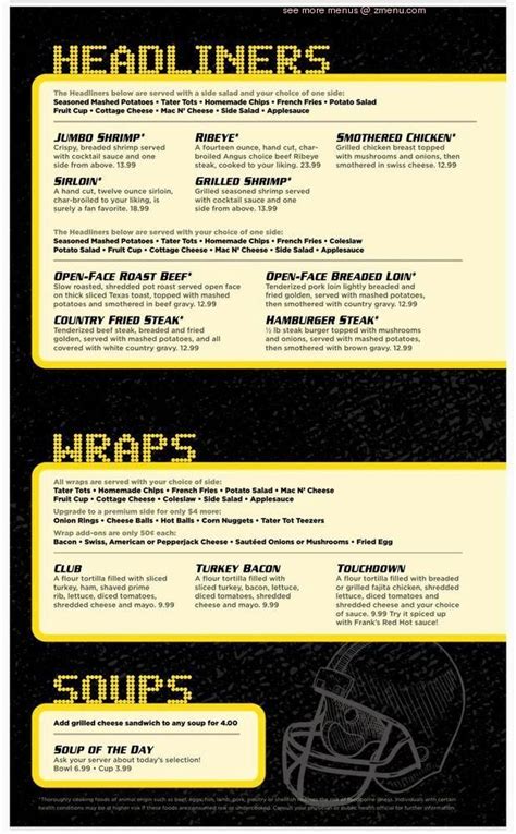 Online Menu Of The Pressbox Grill And Bar Restaurant Mount Pleasant