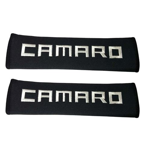 미국 Comfortt 2피스 자동차 내부 액세서리 화이트 카마로 문구 스티칭 블랙 패드 안전 벨트 커버 티몬
