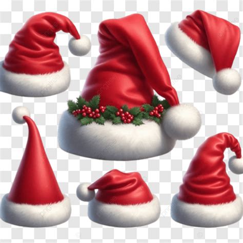 3d 크리스마스 산타 모자 세트 벡터 디자인 흰색 배경에서 분리된 빨간 모자 컬렉션 3d 크리스마스 산타 모자 세트 벡터 디자인 산타클로스 빨간 모자 컬렉션 흰색