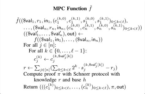 definition of the function that is evaluated by the mpc protocol this download scientific