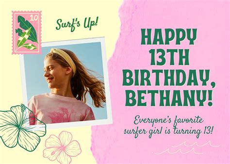 Happy 13th Birthday Template Printable