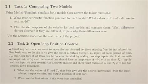 Solved Task Comparing Two Models Using Chegg