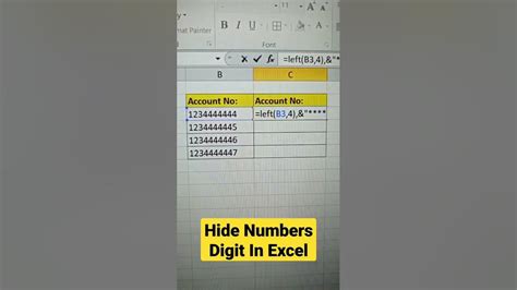 Hide Number Of Digit In Excel Shortvideo Youtubeshorts Youtube