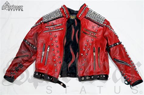 Michael Jackson Swarovski Crystal Studded Leather Beat It Red Biker