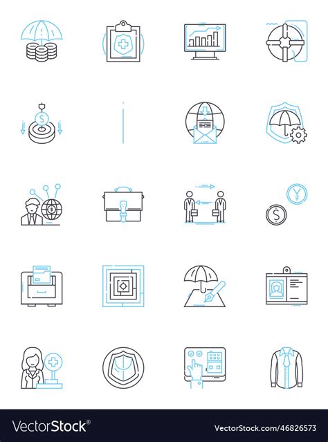 Business Protection Linear Icons Set Insurance Vector Image