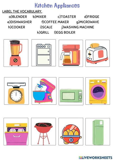 Kitchen Applian Free Interactive Worksheets 851138