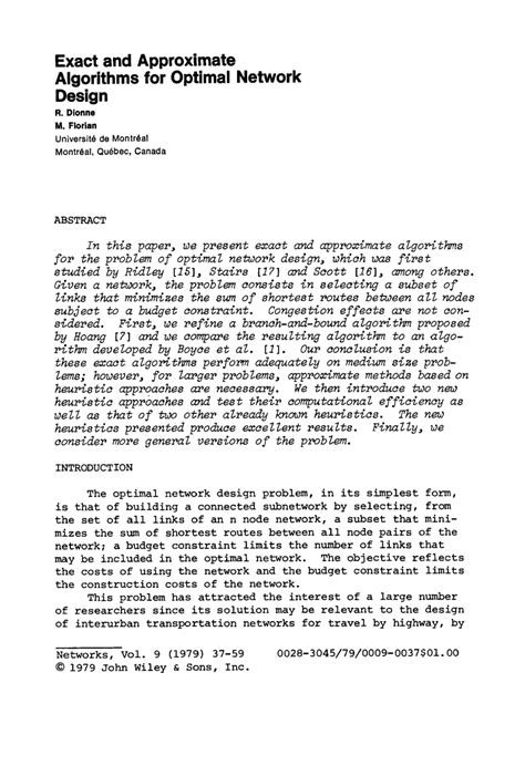 Pdf Exact And Approximate Algorithms For Optimal Network Design