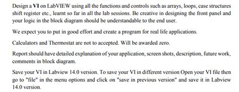 Design A VI On LabVIEW Using All The Functions And Chegg