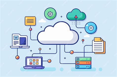 Premium Vector A Cloud With Multiple Devices Connected For Data Management And Synchronization