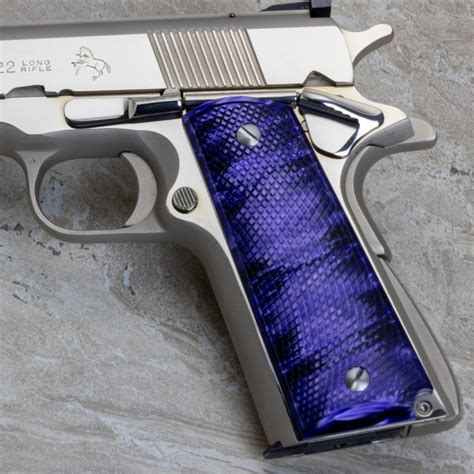 1911 Kirinite® Wicked Purple New Reactive Checkered Grips Medallions