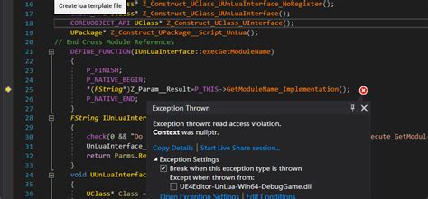 通过C 类绑定的时候使用自动创建脚本功能会崩溃 Issue Tencent UnLua GitHub