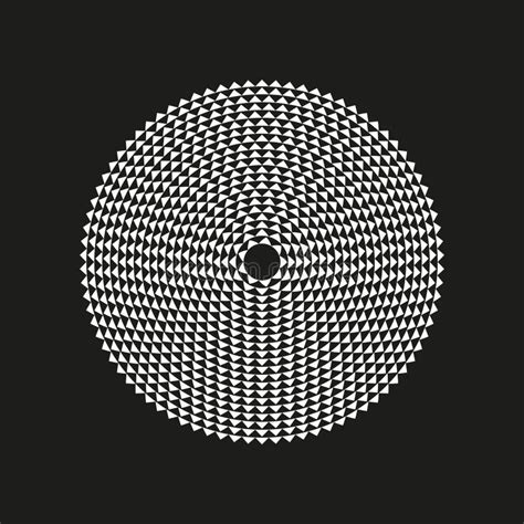Abstract Circular Pattern Black Background White Triangle Shapes