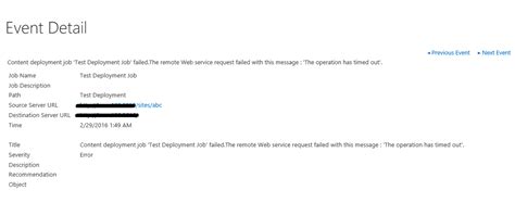 Sharepoint On Prem Content Deployment Job Failedthe Remote Web