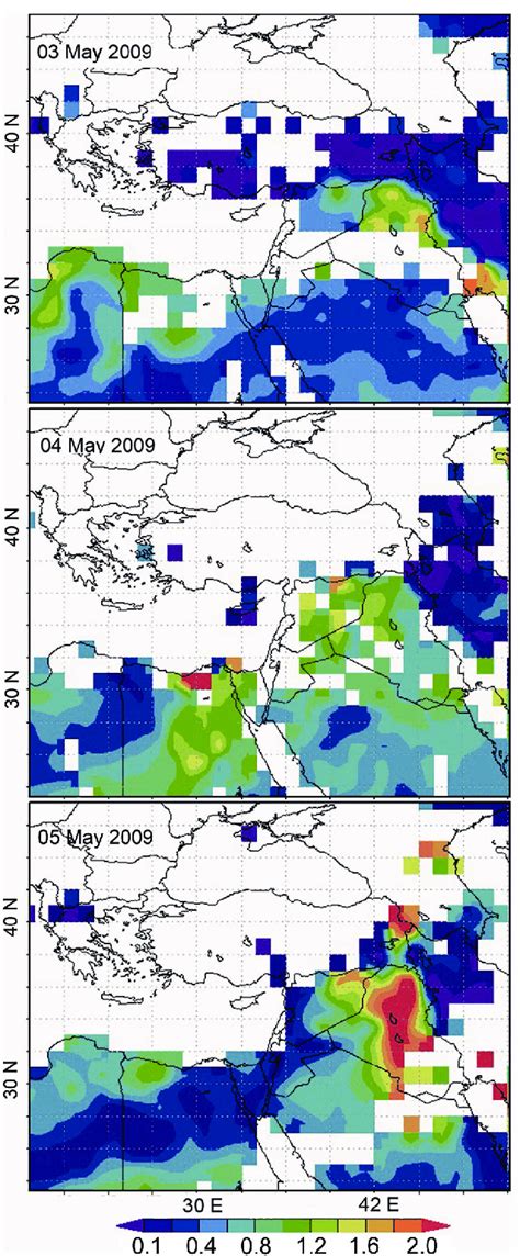 Aerosol Optical Depth At 550 Nm Retrieved By The Modis Deep Blue Level Download Scientific