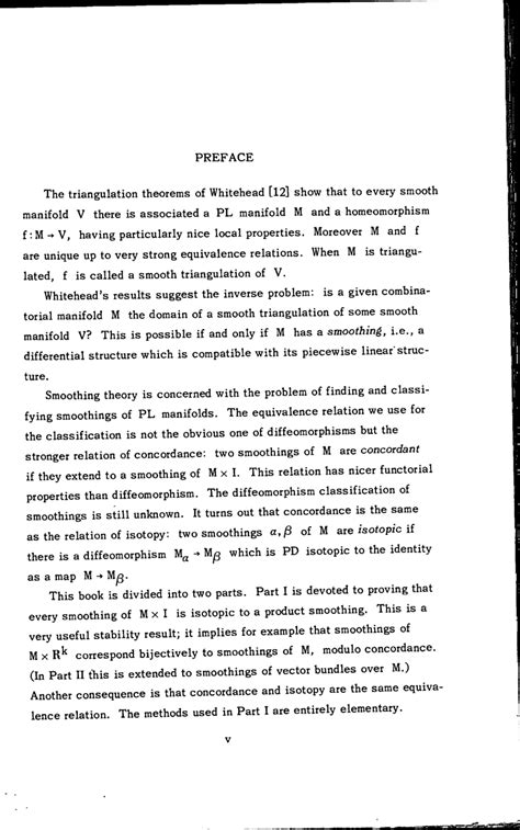 Pdf Smoothings Of Piecewise Linear Manifolds Preface