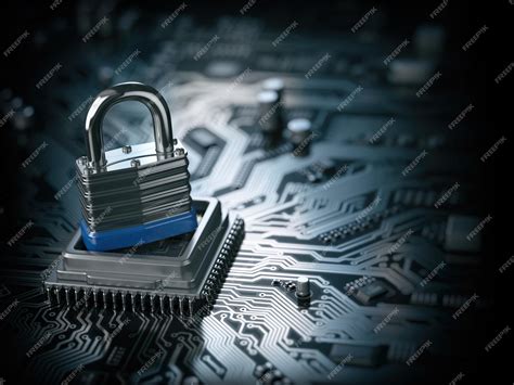 Premium Photo Padlock On Cpu Computer Circuit Board Lock Over The