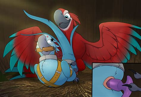 Rule 34 Avian Beak Bird Blue Body Blue Feathers Bondage Bound Cross