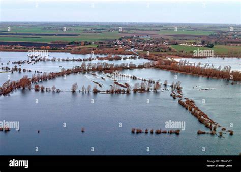 The Welney Wash Fills With Floodwater As The Levels Of The Old Bedford River And River Delph