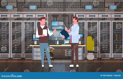 People Working In Data Center Room Hosting Server Computer Monitoring